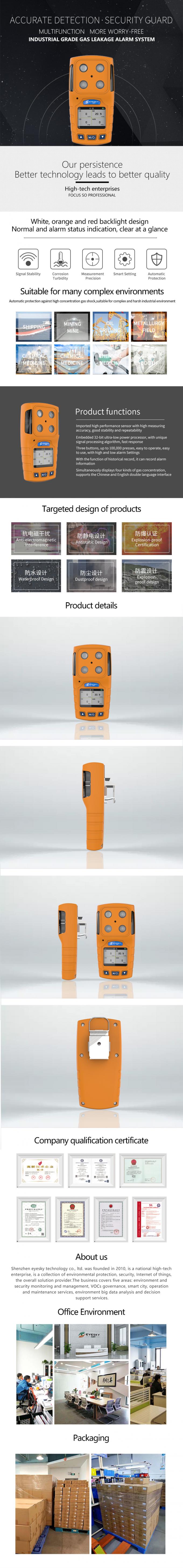 TFT LCD display Catalytic Combustion Sensor Portable Multi Gas Detector